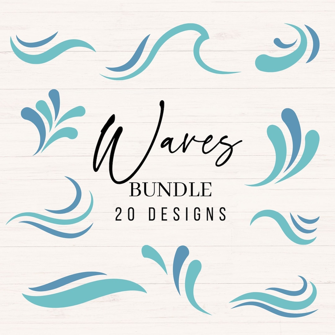 Waves Svg Bundle, Wave Svg, Png, Dxf, Ocean Wave Svg, Splash Svg Bundle ...