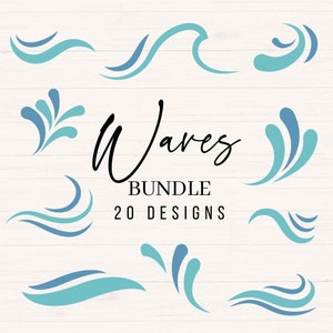 Waves Svg Bundle, Wave Svg, Png, Dxf, Ocean Wave Svg, Splash Svg Bundle ...