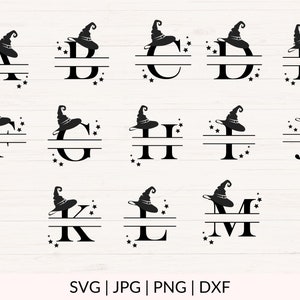 Witch Monogram Svg, Jpg, Dxf, Png, Halloween Monogram Svg, Witch Hat ...