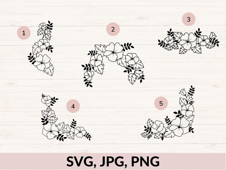 Flower Bundle SVG Jpg Png Flower Border Floral - Etsy