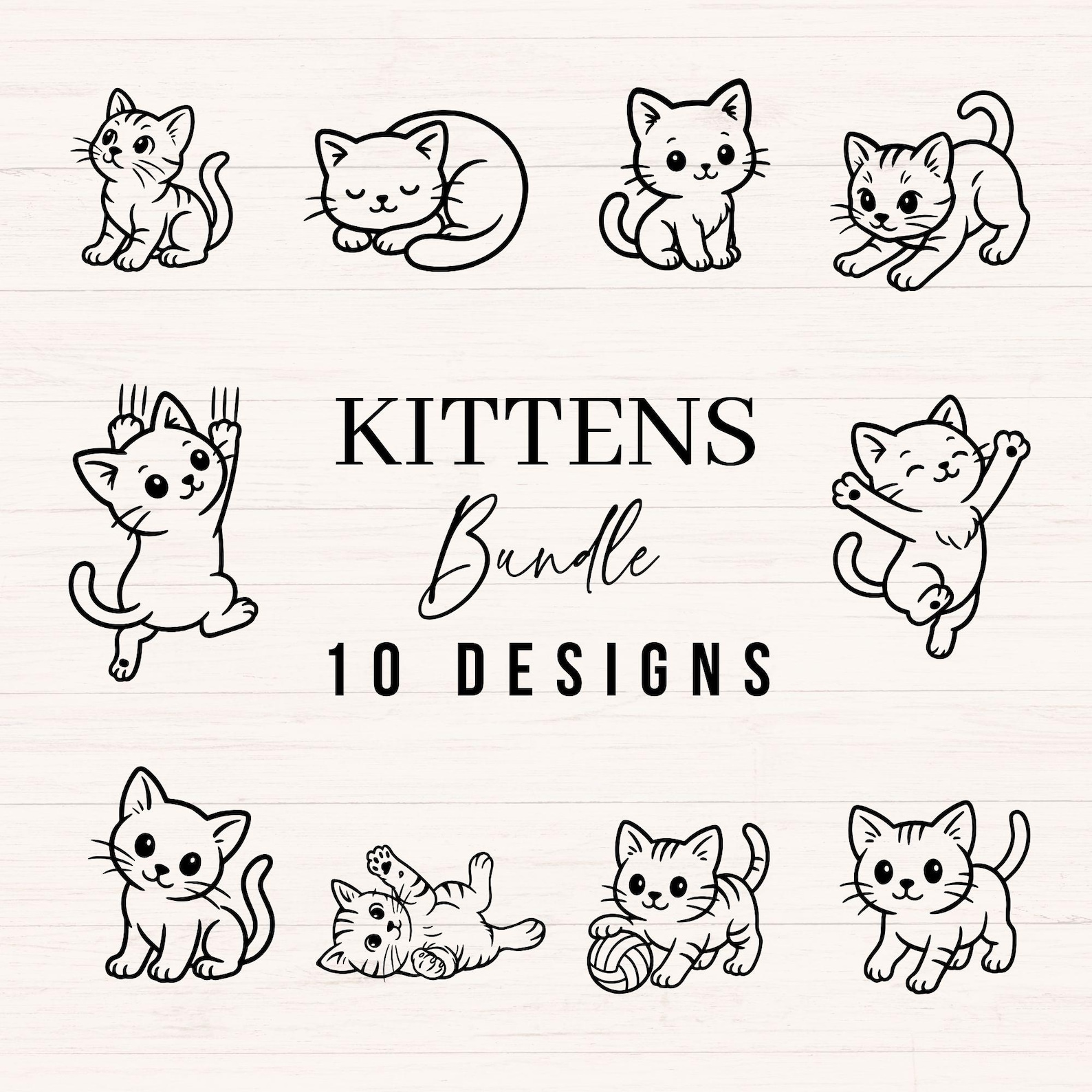 Kittens SVG Bundle, Png, Dxf, Cute Cat Clipart, Cartoon Cat SVG ...