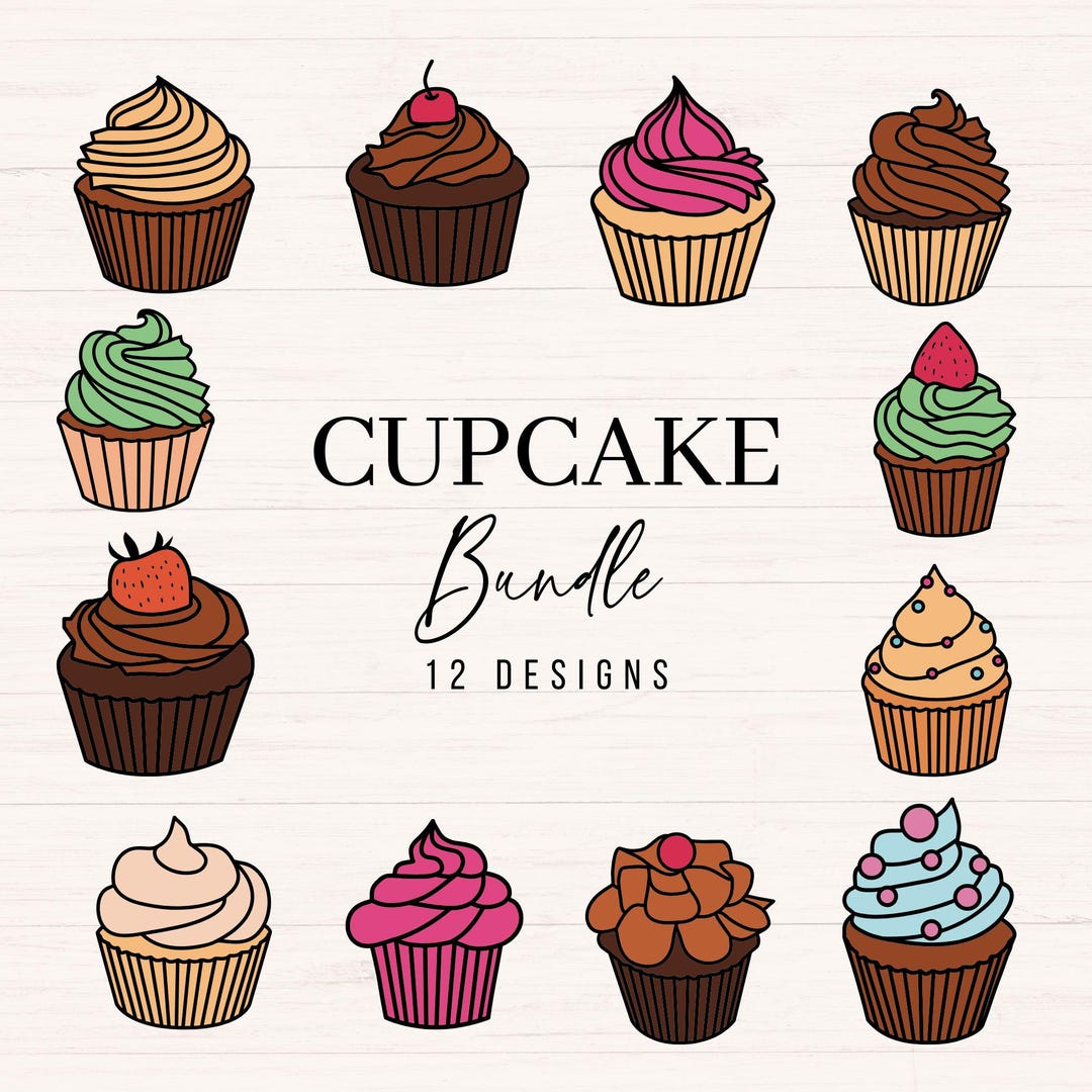 Cupcake Svg Bundle, Cupcakes Svg, Png, Dxf, Cupcake Vector Cut File ...