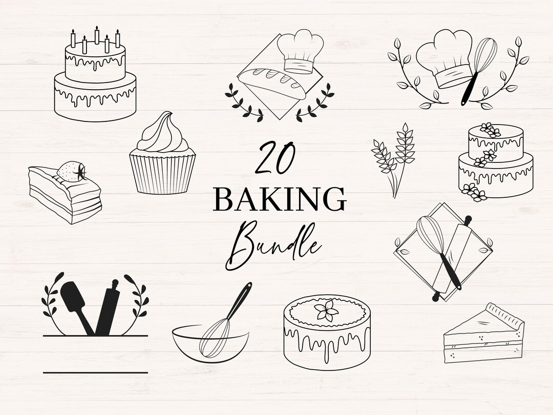 Baking Svg | Includes Png, Jpg and Svg | Bakery Line Art, Bundle ...