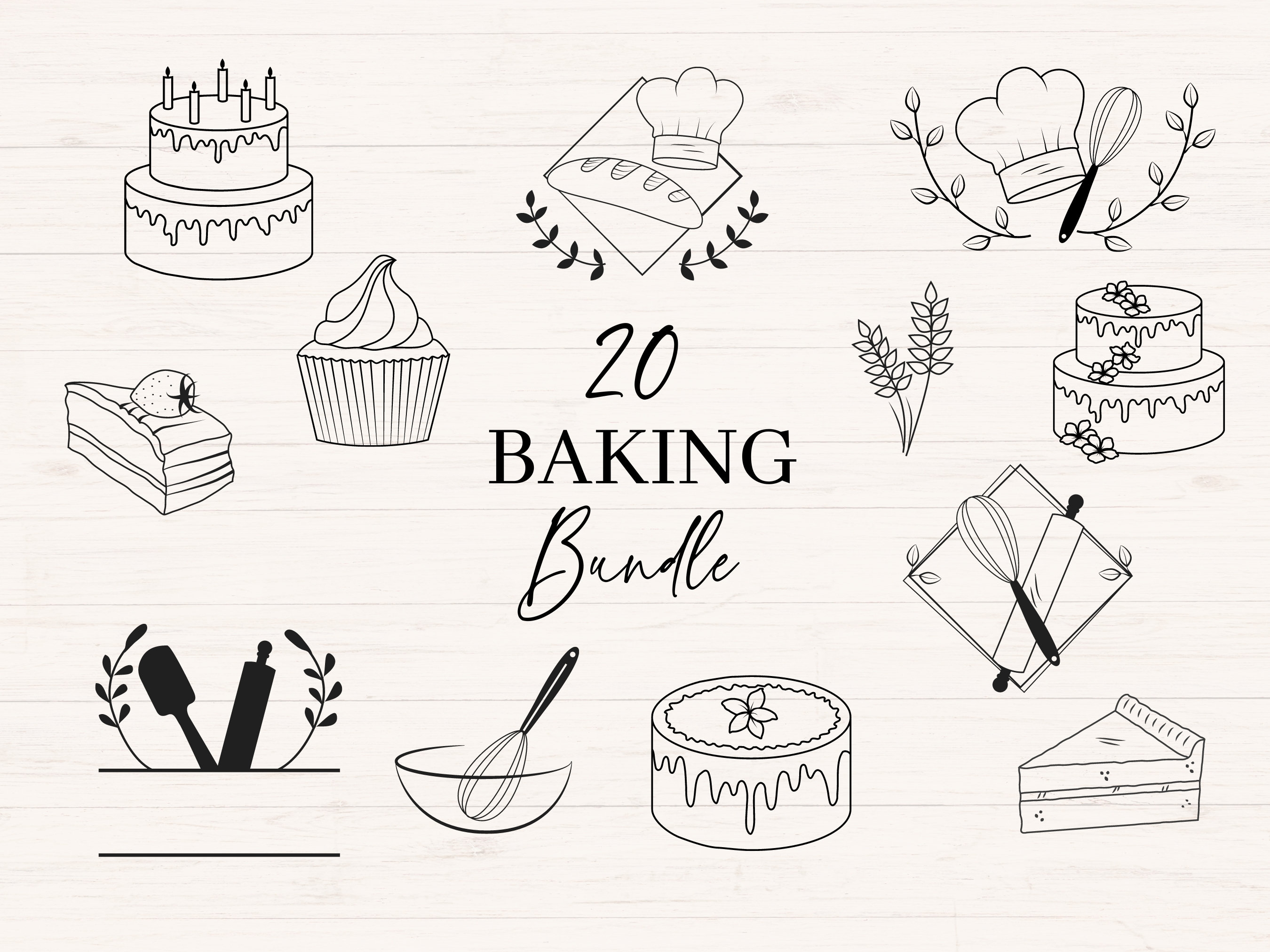 Baking Svg Includes Png Jpg and Svg Bakery Line Art - Etsy Australia