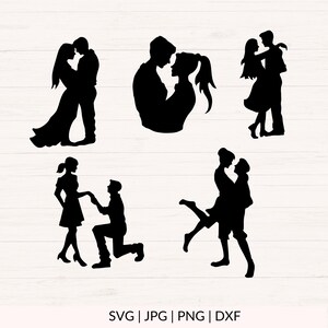 Couple Silhouette Svg Bundle, Romantic Svg, Valentines Svg, Lovers Svg ...