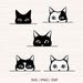 Peeking Cat Svg Bundle, Cute Cats Svg, Png, Dxf, Cat Split Frame Svg ...