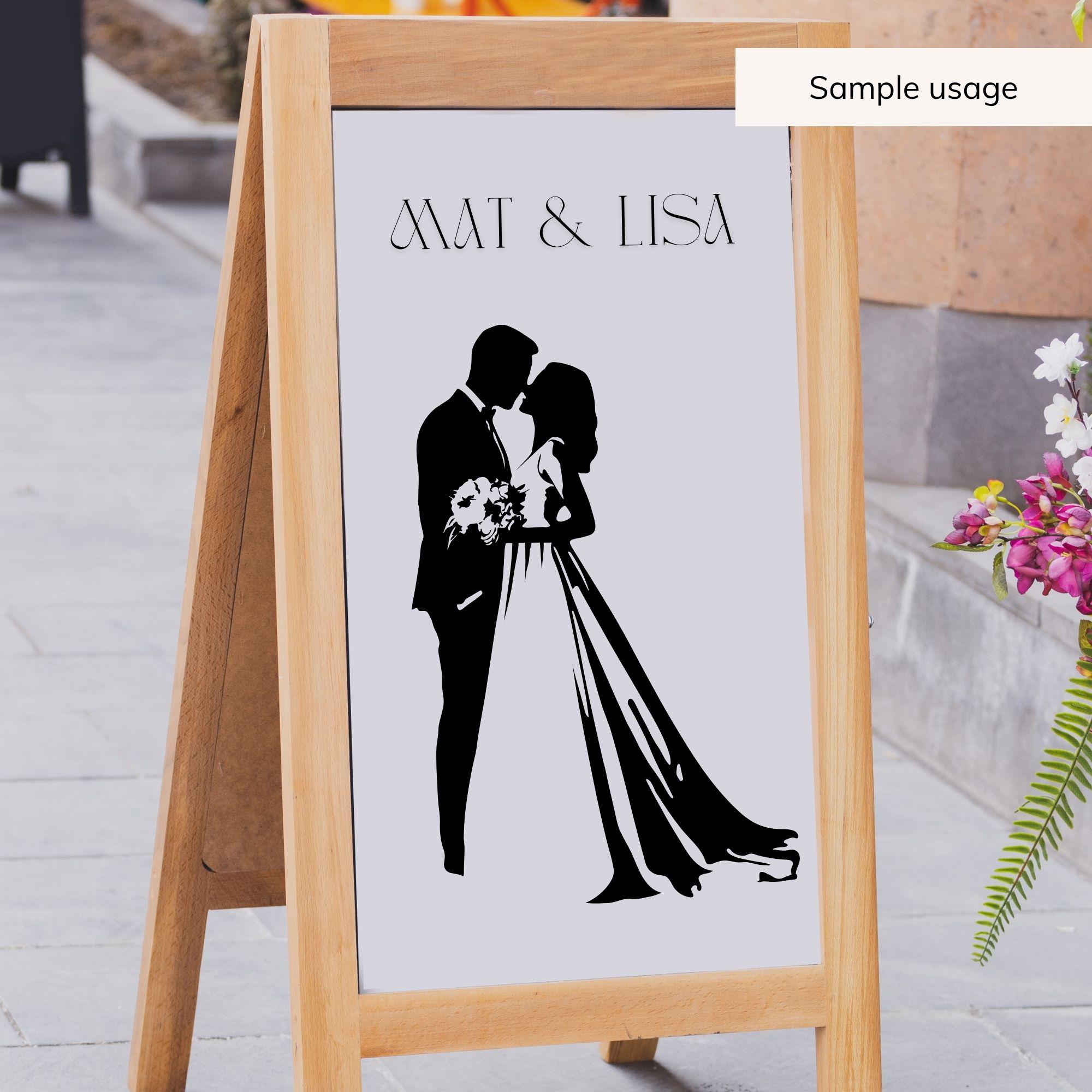 Bride and Groom SVG Bundle | 15 Hand Drawn Wedding Couple Silhouettes ...