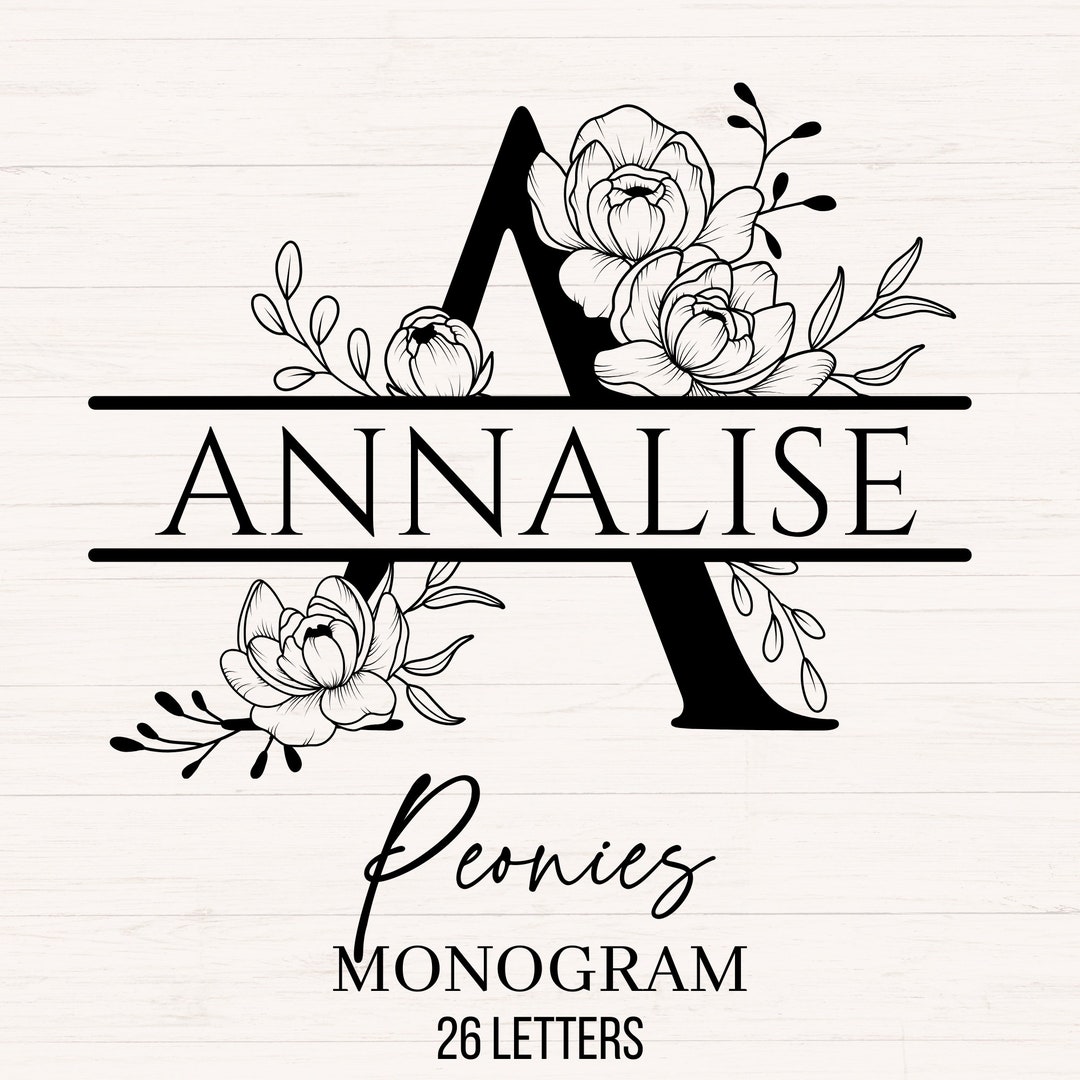 Peonies Monogram Svg, Peony Alphabet, Peonies Letters, Flower Monogram ...