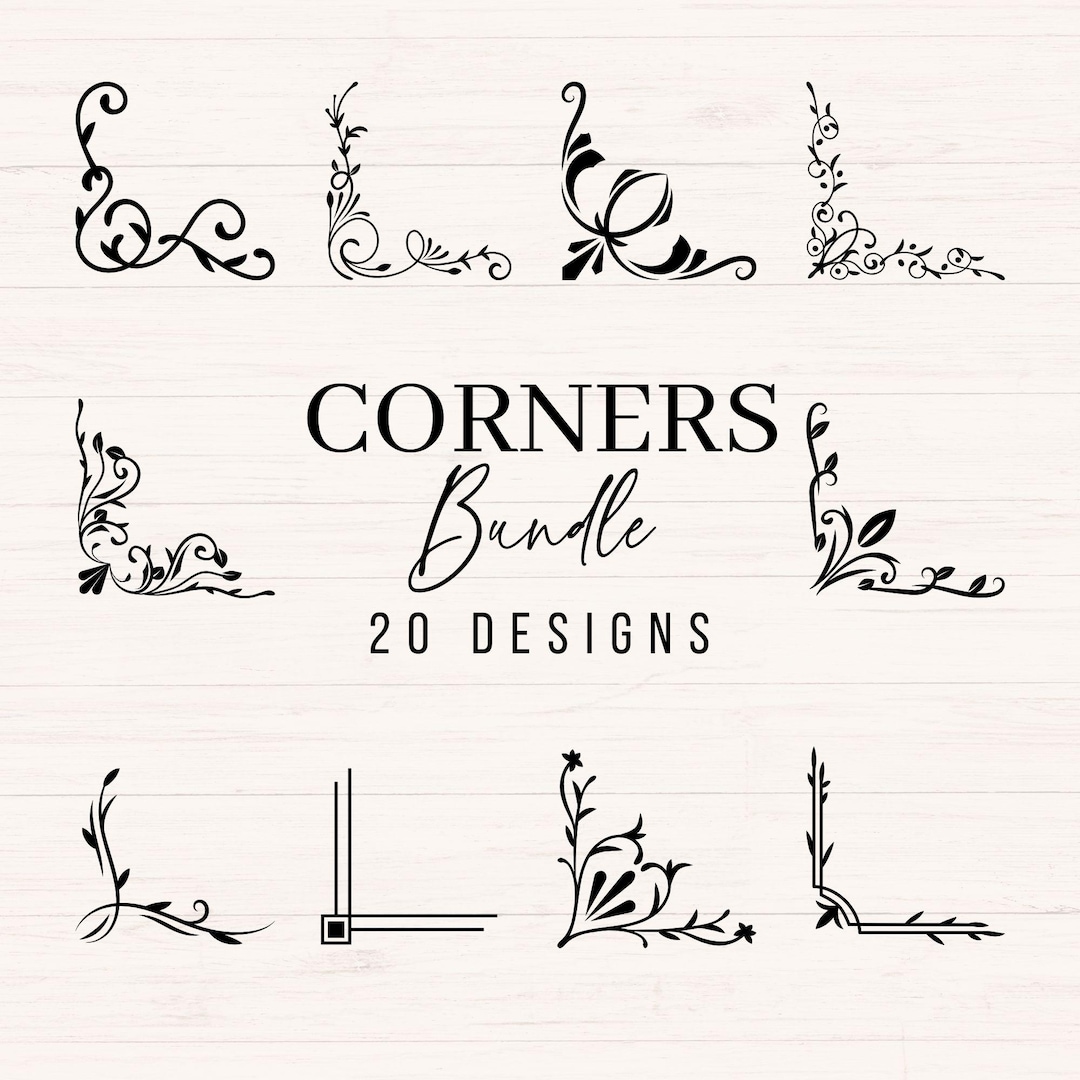 Corners Svg Bundle, Svg, Png, Dxf, Borders Svg, Frames Svg, Floral ...