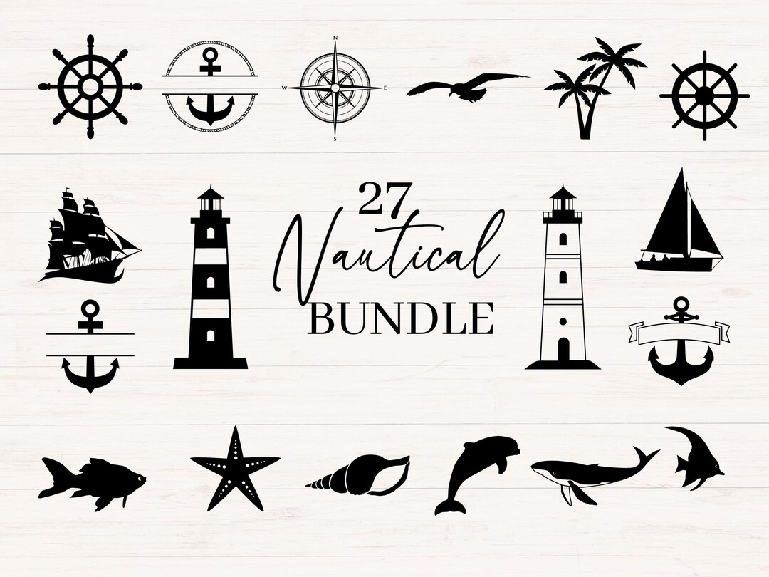 Nautical Bundle Svg, Jpg, Png, Maritime Svg, Anchor, Lighthouse, Whale ...