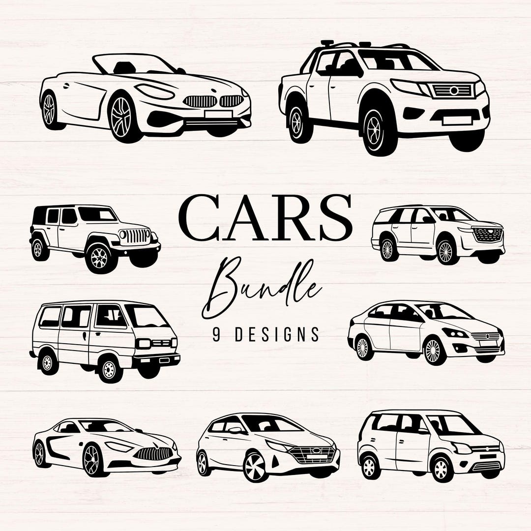 Car Svg Bundle, Cars Clipart Bundle, Cars Svg, Png, Jpg, Dxf, Car ...