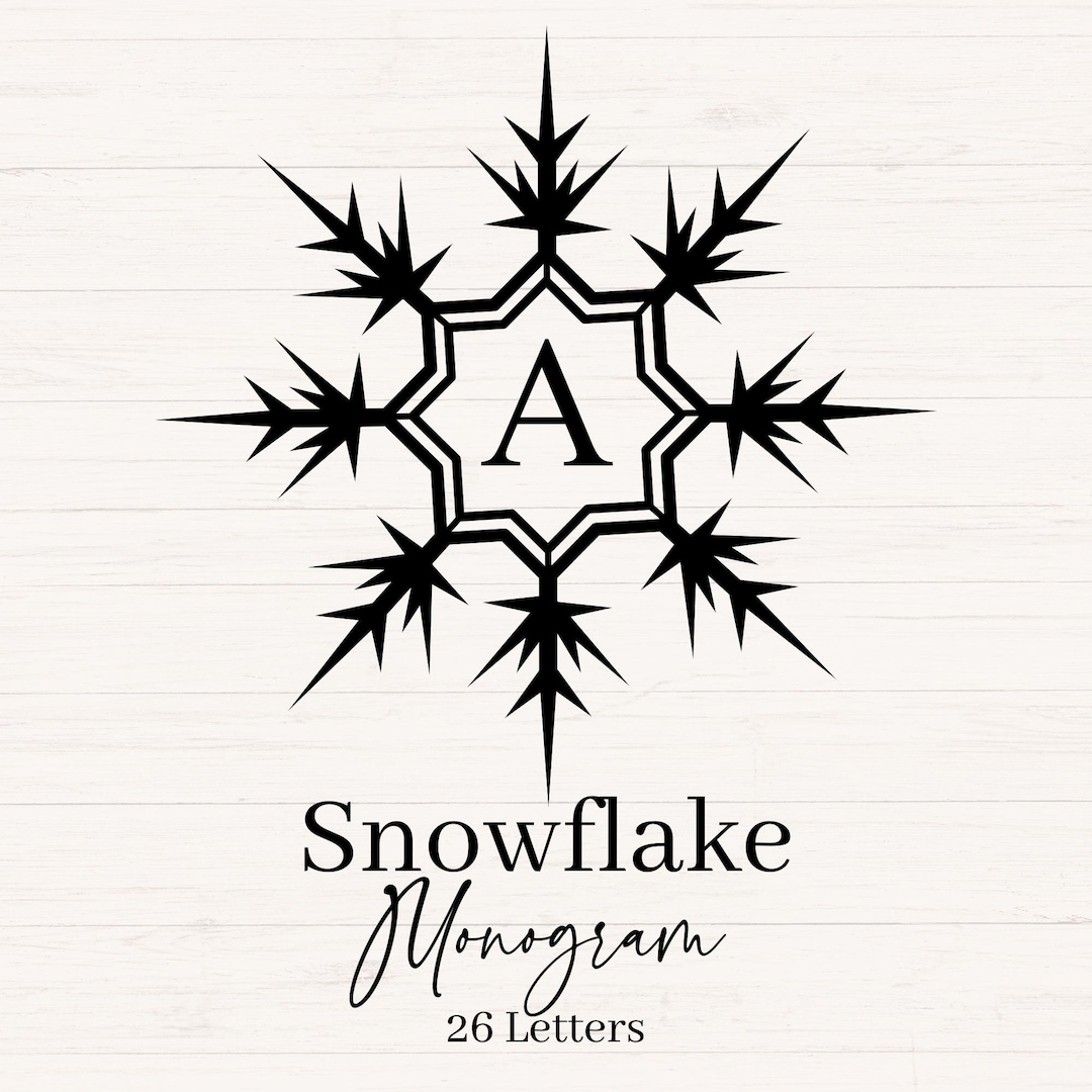 Snowflake Monogram Svg Bundle, Christmas Monogram Svg, Png, Jpg, Dxf ...