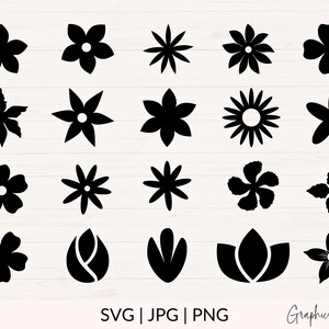 Flower Bundle Svg, Jpg, Png, Leaves Svg, Floral Shapes Cutting Files ...