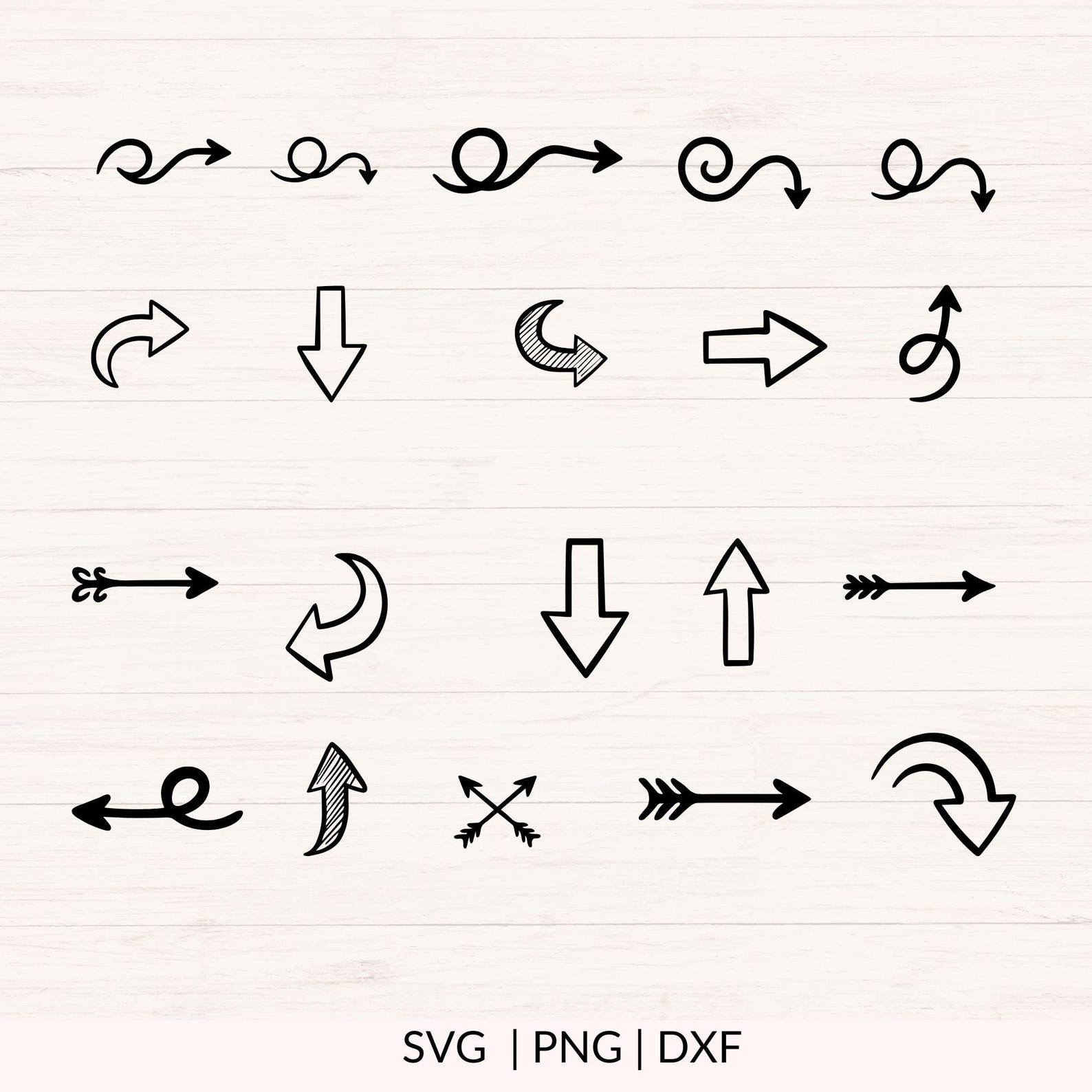 Arrows SVG Bundle, Png, Dxf, Arrow Clipart, Hand Drawn Arrow SVG ...