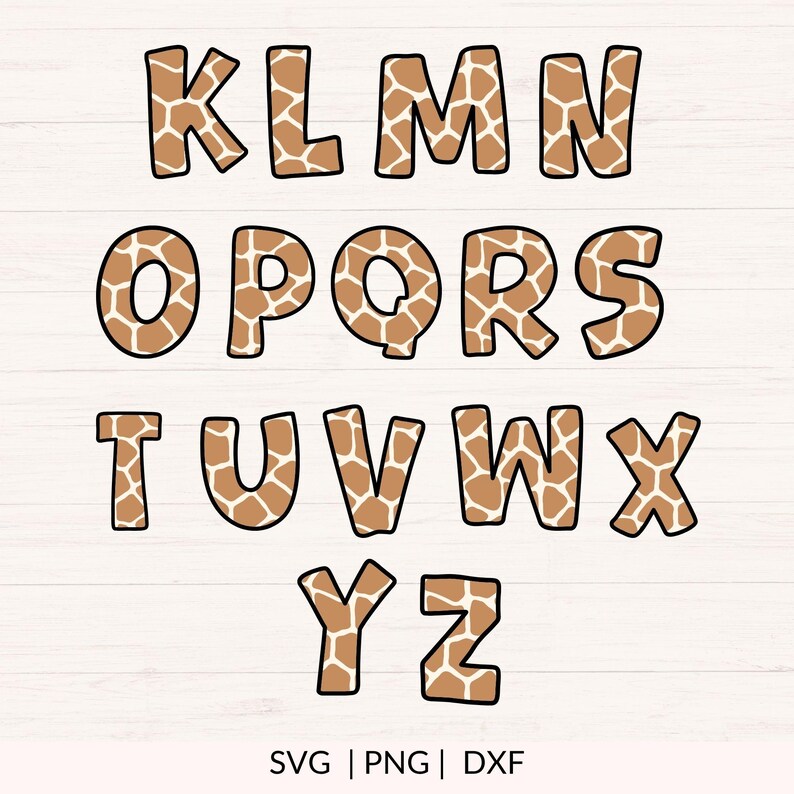 Giraffe Print Alphabet SVG Bundle, Animal Print Letters A-Z 0-9, Safari ...