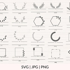 Family Name Monogram Frames Bundle, Family Name Border Svg, Jpg, Png ...