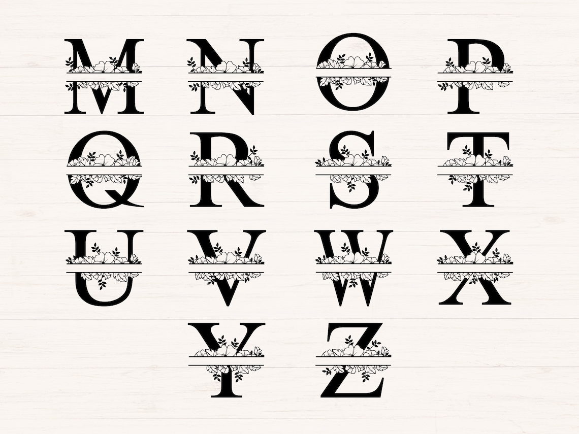 Floral Split Monogram Svg Jpg Png Dxf Flower Monogram - Etsy Australia