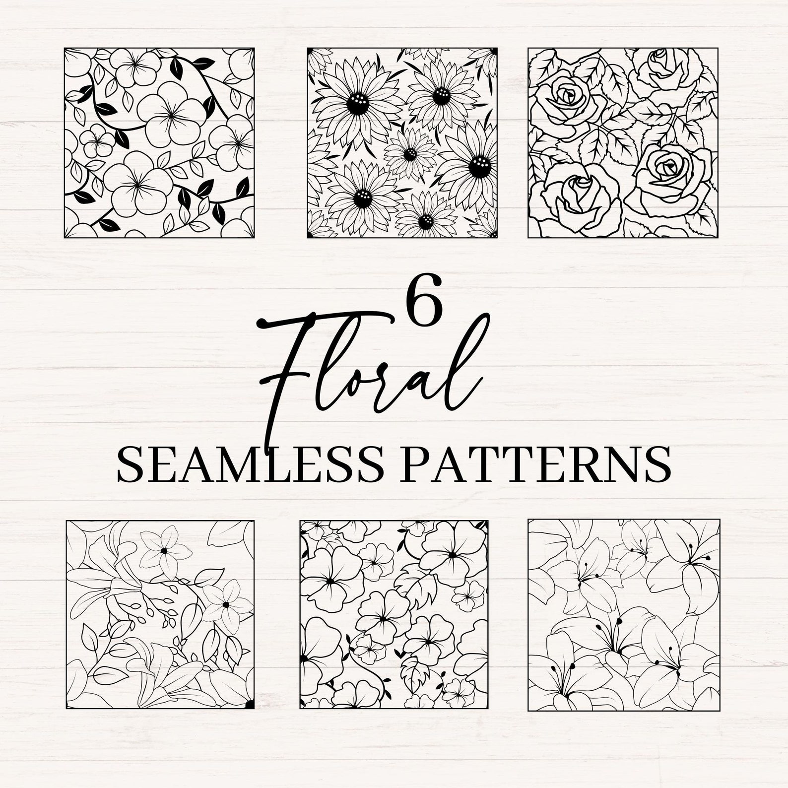 Floral Seamless Pattern Svg, Png, Jpg, Dxf, Seamless Sunflower Pattern ...