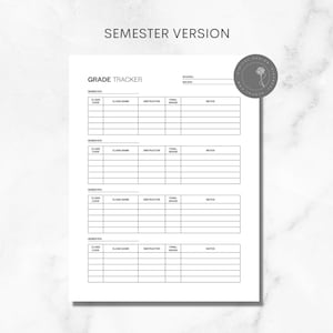 Grade Tracker Printable Fillable PDF Assignment Log School Organizer ...
