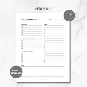 Daily to Do List Printable Template Daily Task List Daily Planner Daily ...