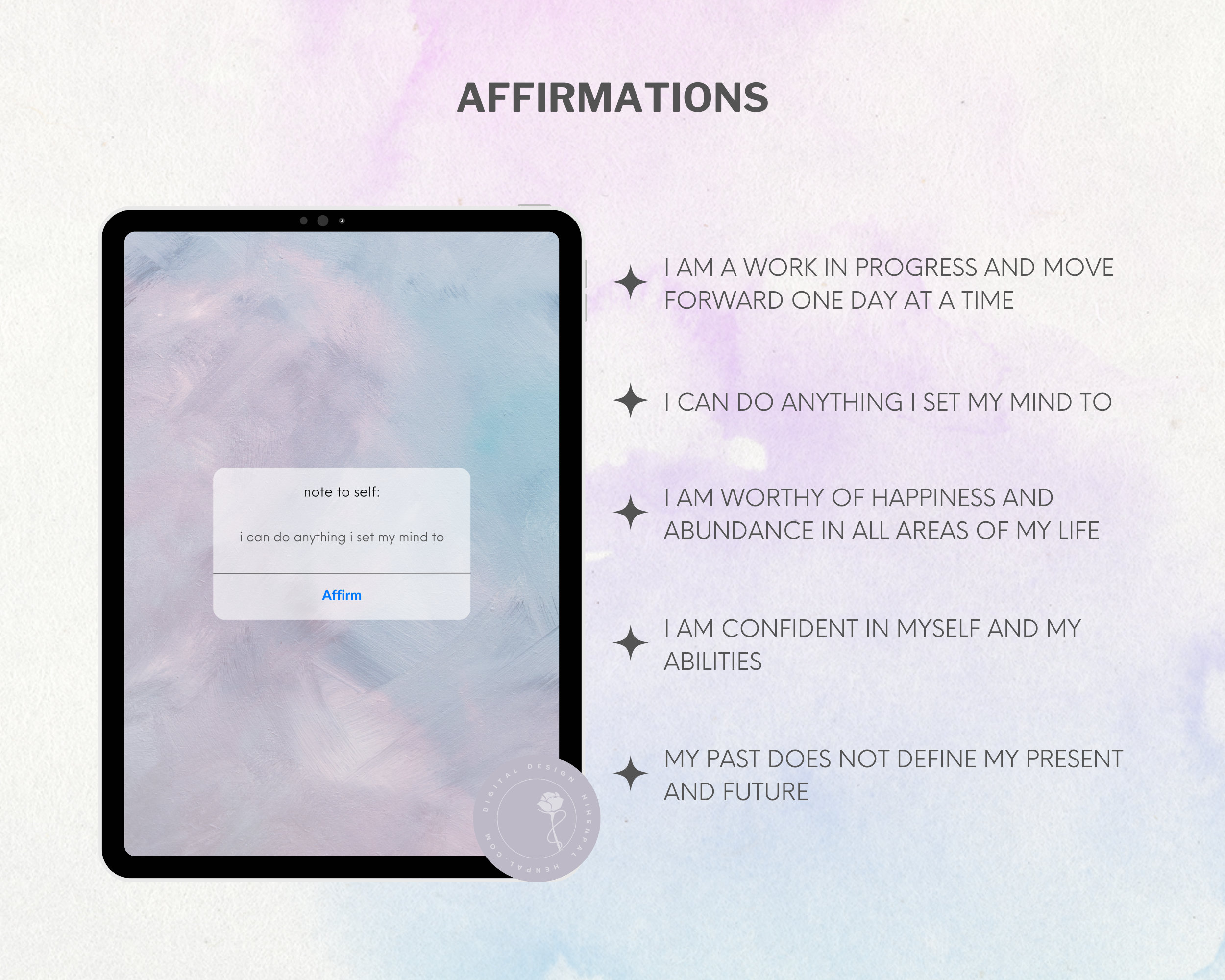 Affirmation Wallpaper for iPad Tablet Positive Affirmation Pastel ...
