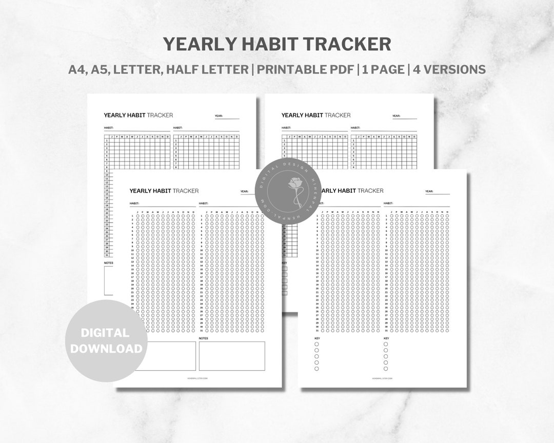 Yearly Habit Tracker, Habit Tracker, Habit Tracker Template, Routine ...