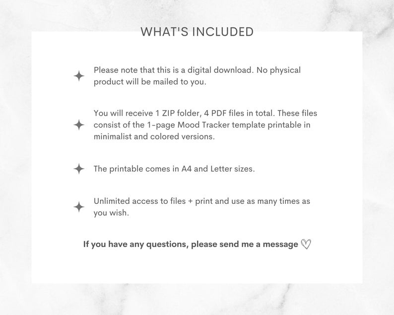 Mood Tracker Printable Mood Chart Daily Mood Tracker Monthly Mood ...