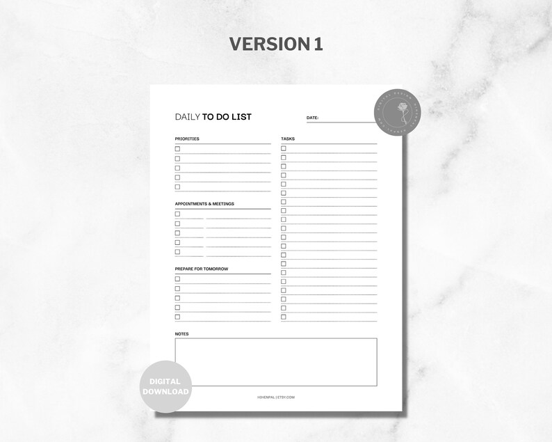 Daily to Do List Printable Template Daily Task List Daily - Etsy