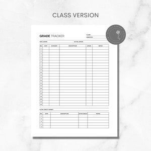 Grade Tracker Printable Fillable PDF Assignment Log School Organizer ...