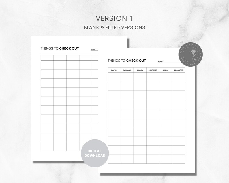 Things to Check Out Printable Template for Movie Log Music Tracker ...