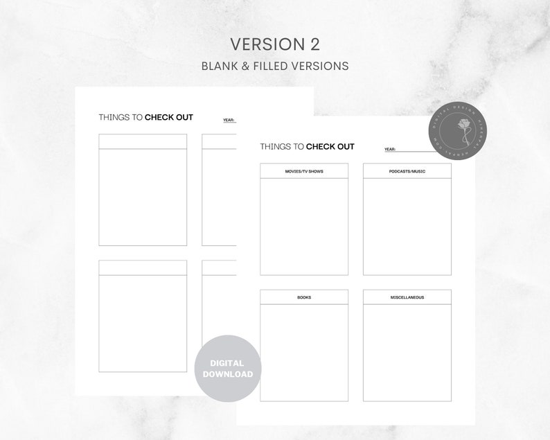 Things to Check Out Printable Template for Movie Log Music Tracker ...