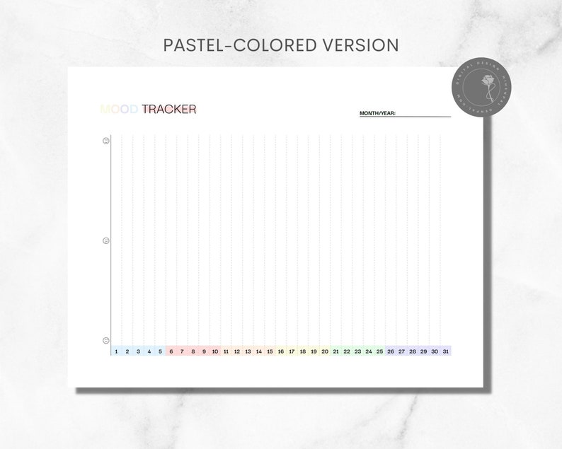 Mood Tracker Printable Mood Chart Daily Mood Tracker Monthly Mood ...