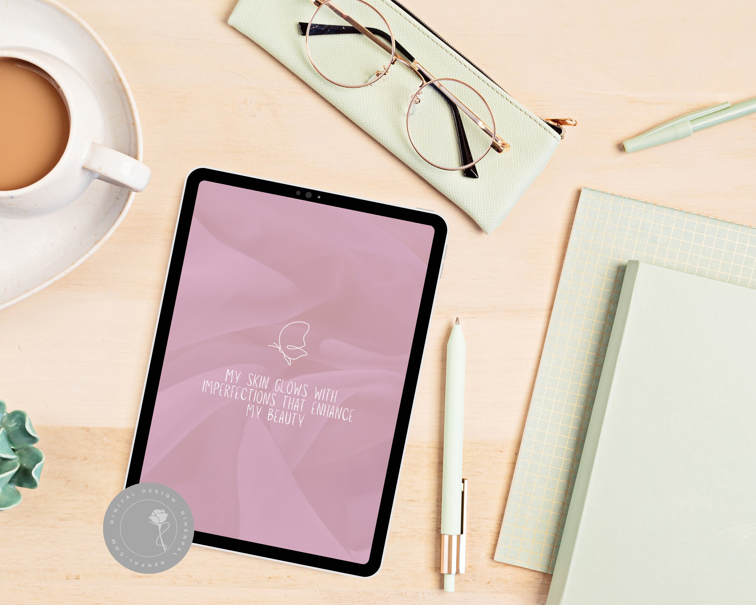 Affirmation Wallpaper for iPad Tablet Aesthetic Pink Wallpaper Set ...