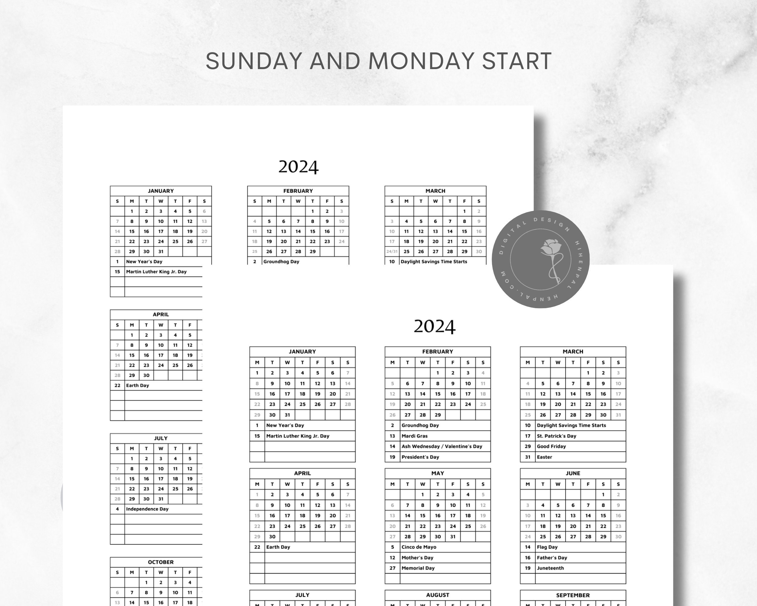 2024 Monthly Calendar Fillable Printable Calendar Monthly Organizer ...