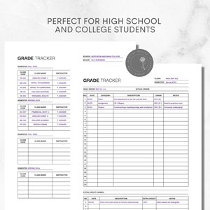 Grade Tracker Printable Fillable PDF Assignment Log School Organizer ...