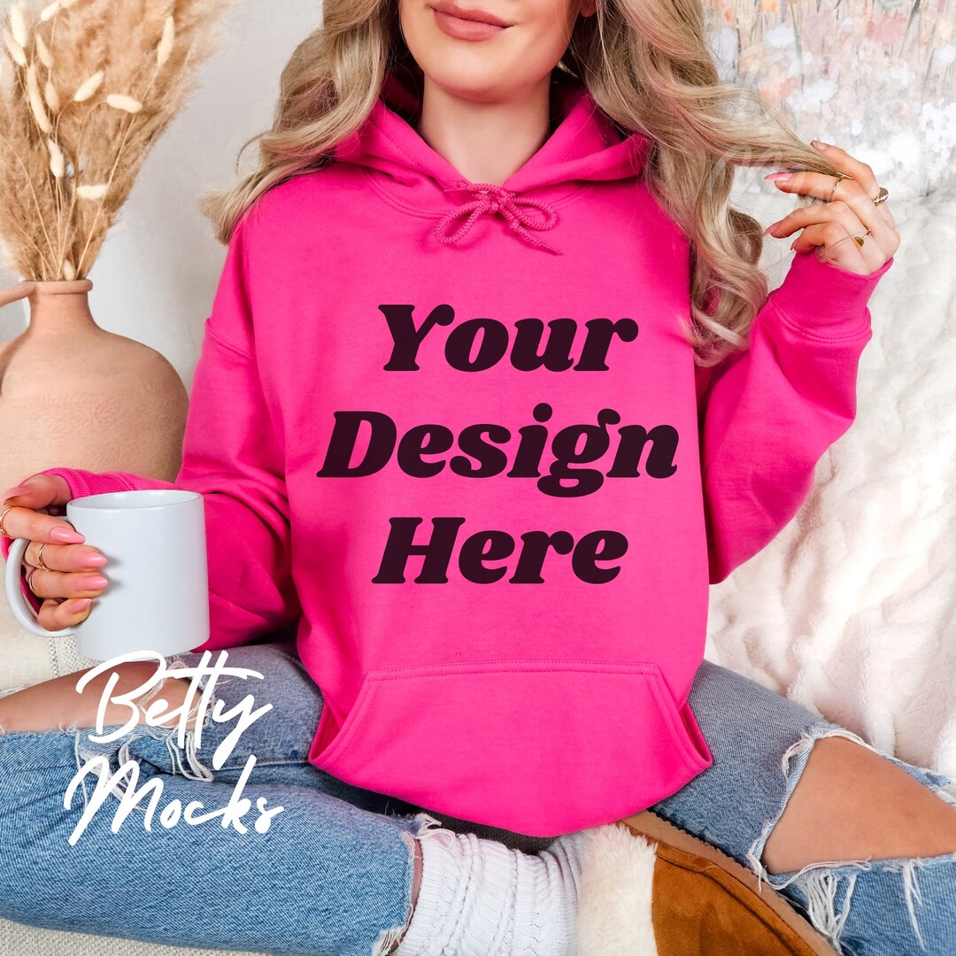 Gildan 18500 Heliconia Hoodie Mockup, Oversized Hoodie Mockup, Blank ...