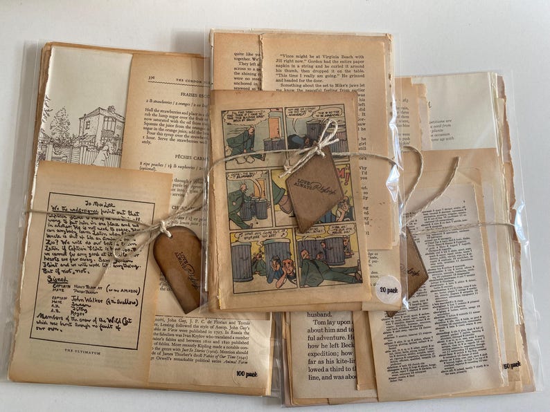 Old Vintage Book Pages - Antique Torn Paper Bundles Pack Assorted ...