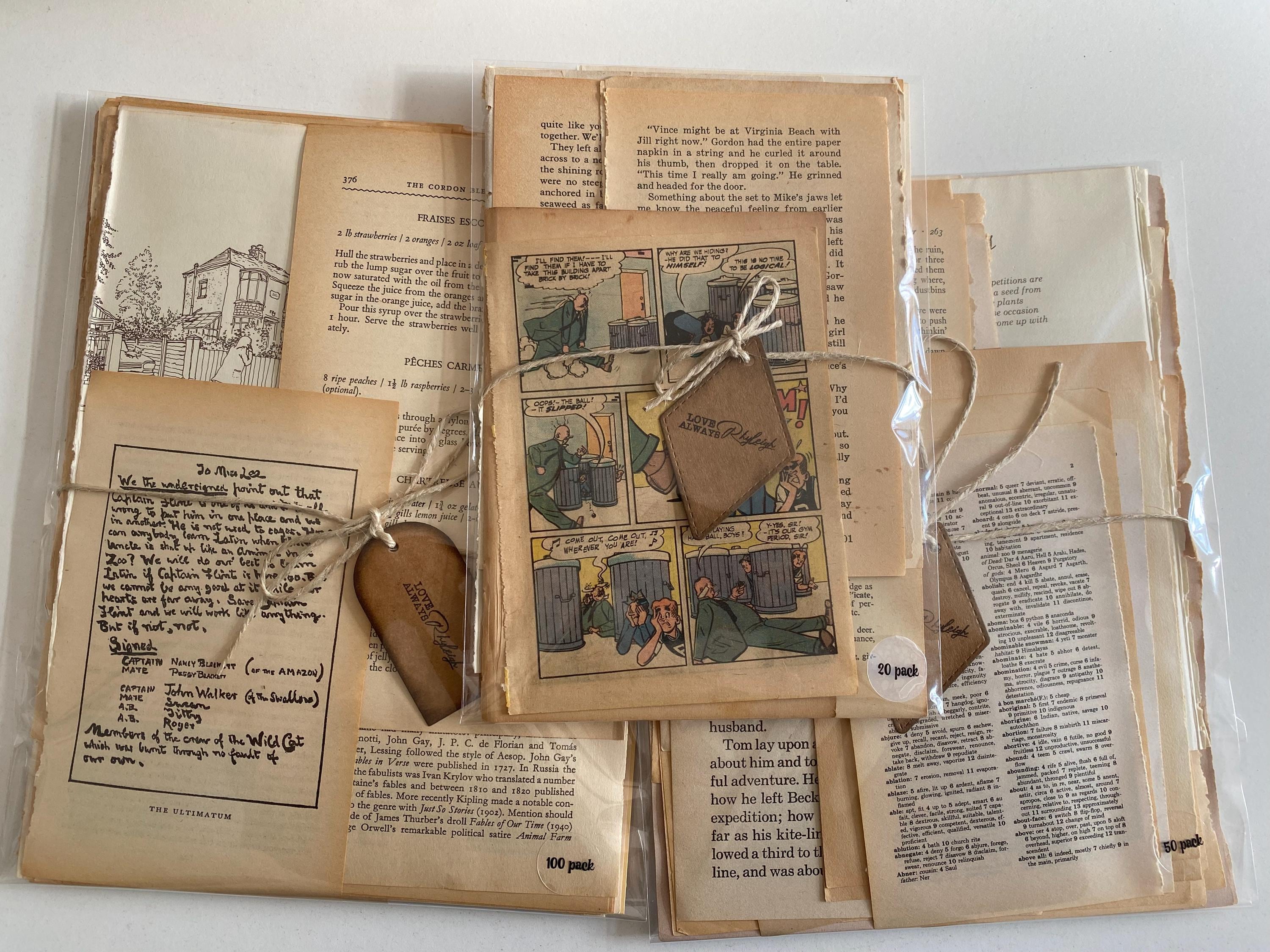 Old Vintage Book Pages - Antique Torn Paper Bundles Pack Assorted ...