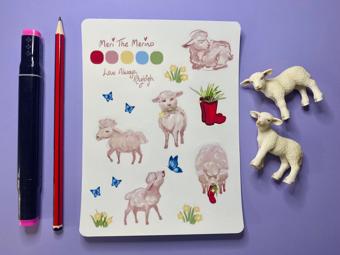 Meri the Merino Sheep Sticker Sheet, Journal Stickers, Planner Stickers ...