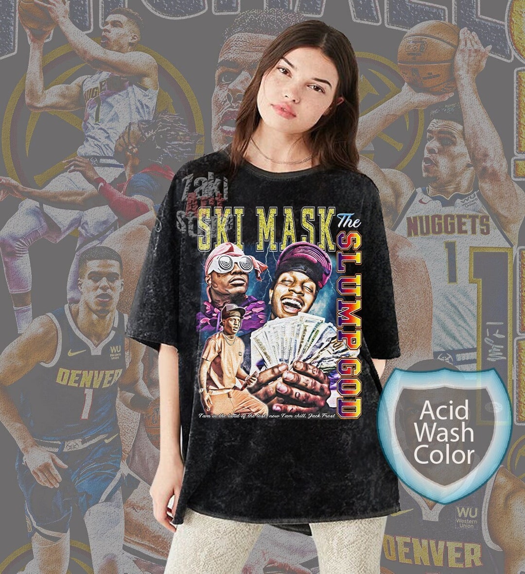 Ski Mask Bootleg Shirt Acid Wash Oversize Tshirt Ski Mask - Etsy