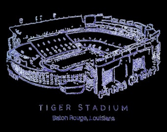 LSU Tiger Stadium in Baton Rouge Venue Illustration Line Drawing PDF ...