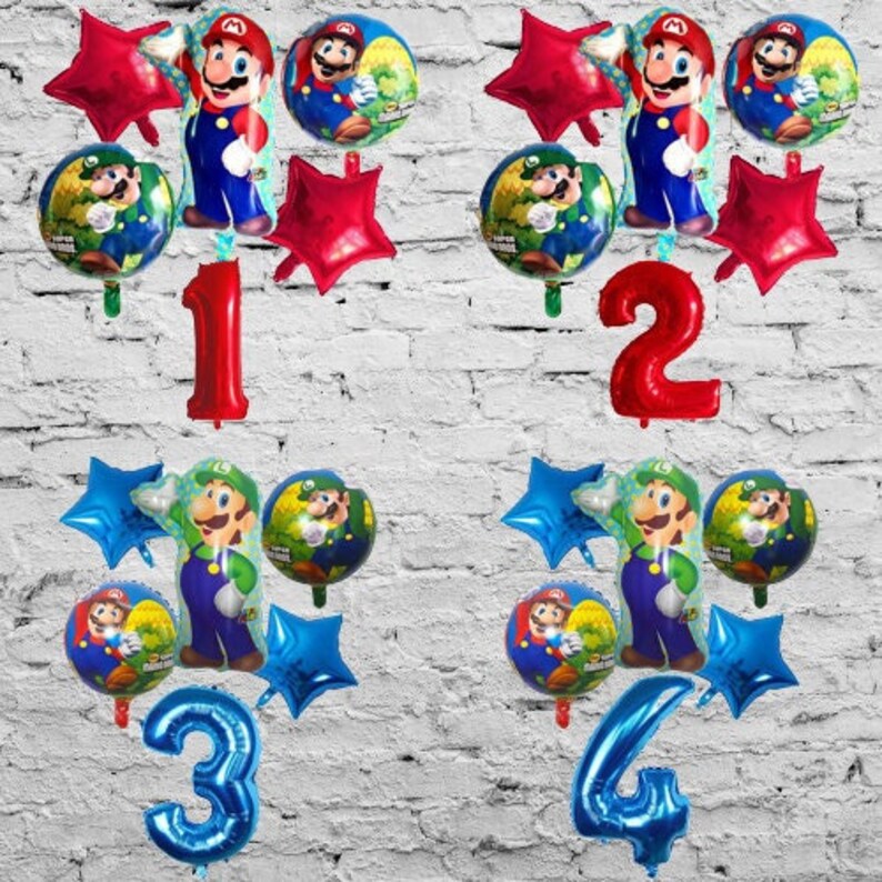 Mario and Luigi Birthday Balloons, Balloon Bundle, Bday Balloons, Super ...