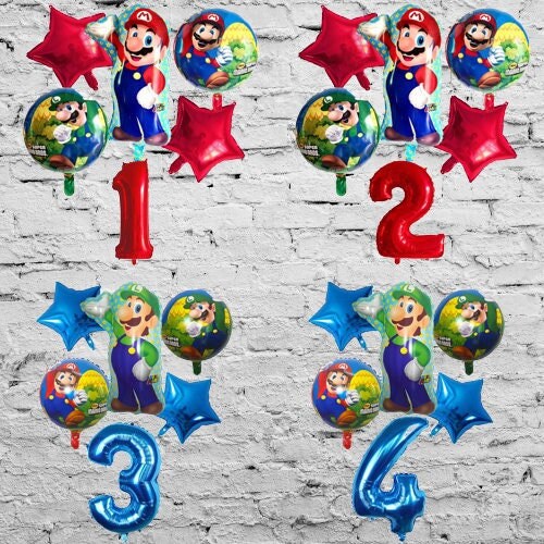Mario and Luigi Birthday Balloons, Balloon Bundle, Bday Balloons, Super ...