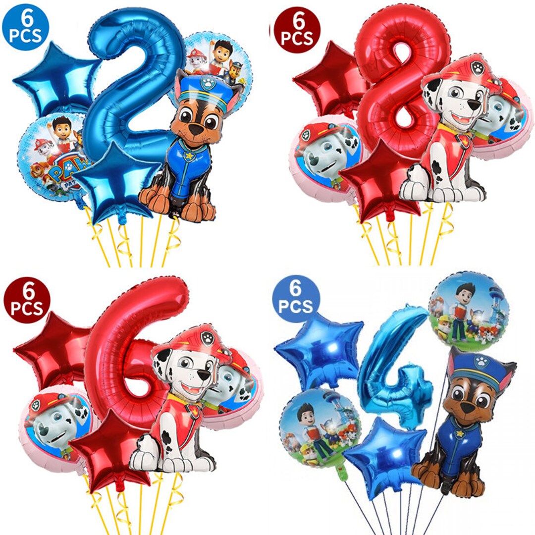 6 Pc Paw Patrol Birthday Balloons Paw Patrol Bday Balloons - Etsy