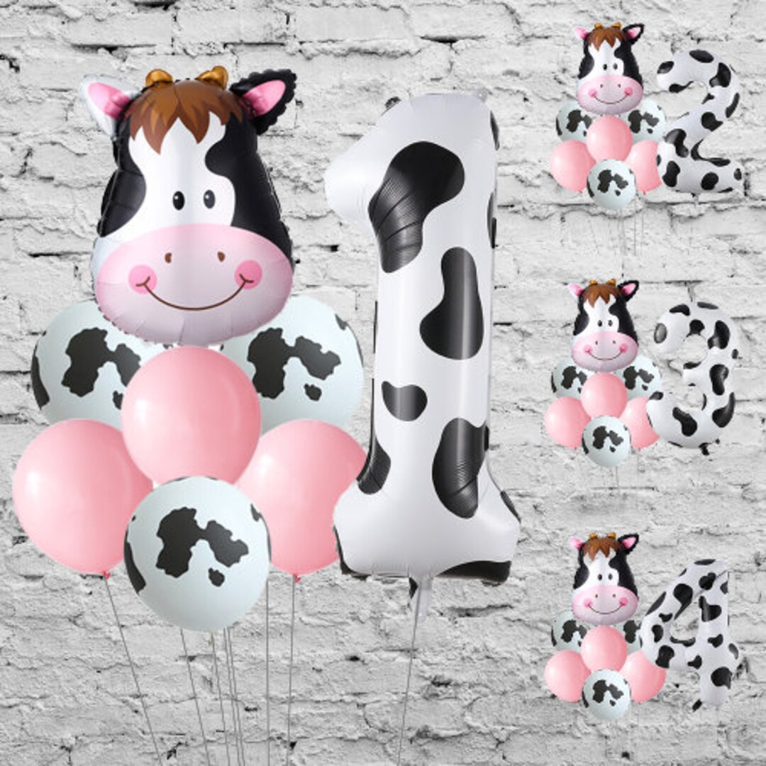 Cow Birthday Balloons, Balloon Set, Animal Birthday Decor, Cow Party ...
