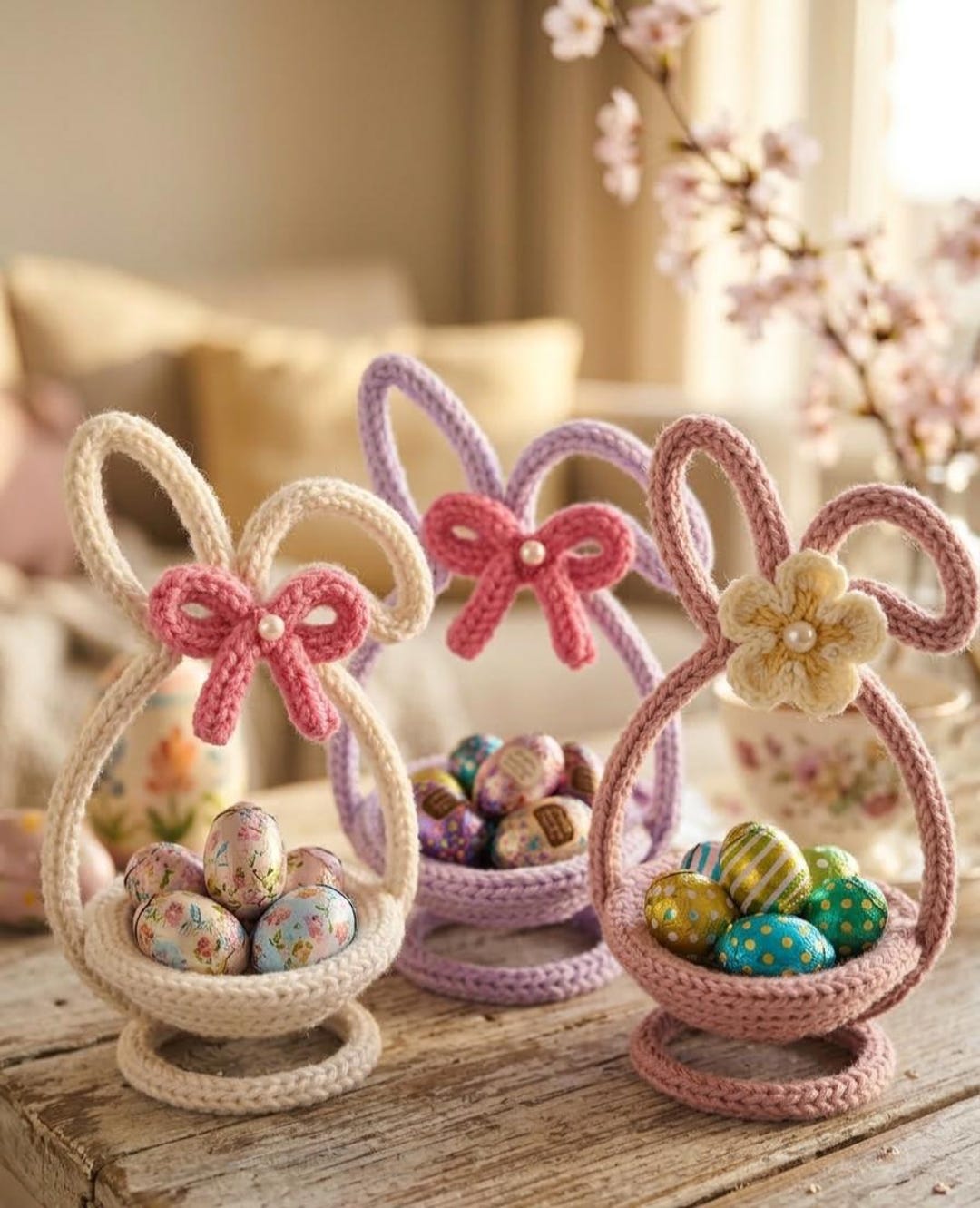 Hand-knitted Easter Bunny Treat Holder | Crochet Silhouette Candy ...