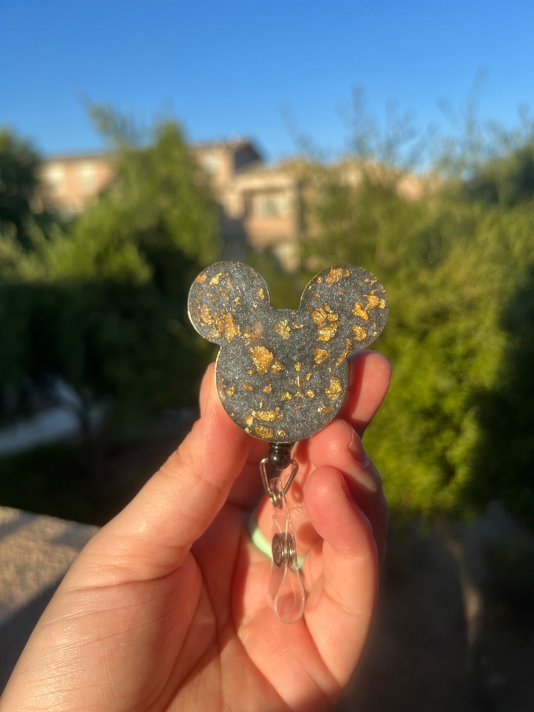 Disney Inspired Badge Reel Retractable Mouse Head Mickey Disneyland ...