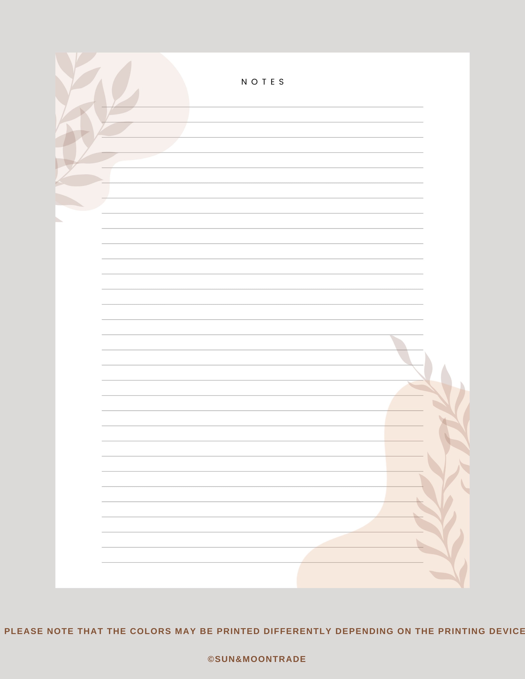 Simple Boho Notes Pages | Printable Letter File | Digital Notes File - Etsy