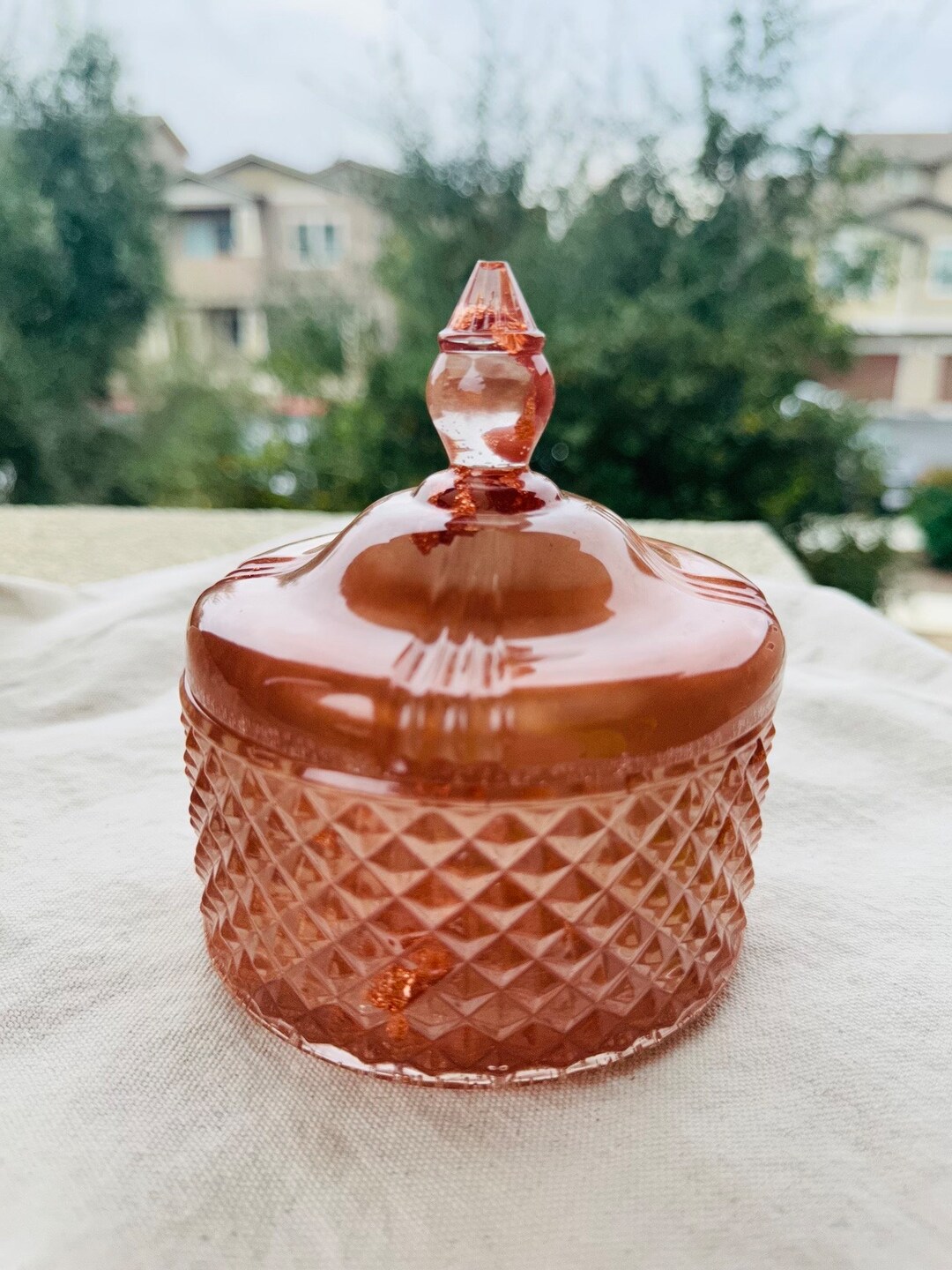 Resin Canister Container Jar Dried Oranges Gold Flakes Pressed Leaves ...
