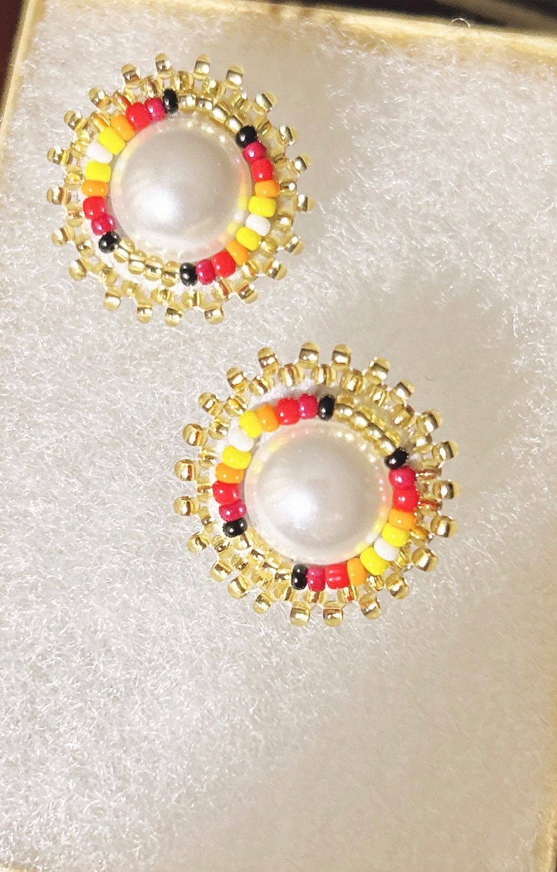 Beaded Stud Earrings - Etsy